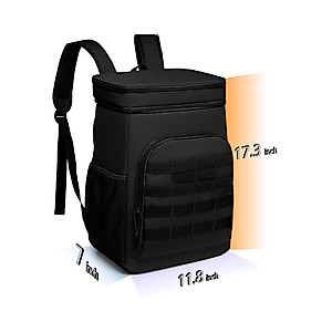 TACTICISM Backpack Cooler Men 33 Cans - Tactical Lunch Backpack Work Soft Waterproof Leakproof Insulated, Lightweight Portable Ice Chest Backpack as Gift for Hiking Picnic Beach Accessories, Black