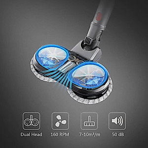 DrRobor Electric Mop Head Attachment for Dyson V15 V11 V10 V8 V7 Vacuum Cleaner with Removable Water Tank, 12 Washable Mop Pads