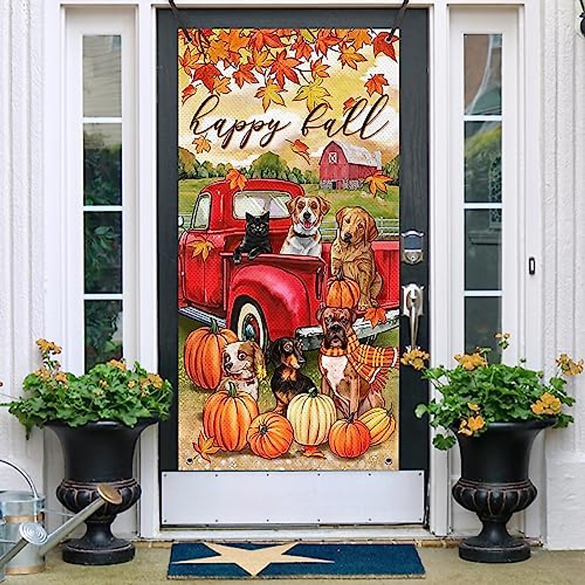 Deroro Happy Fall Dogs & Cats Door Cover Decorations