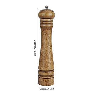 Natudeco Pepper Mills Hand Operated Professional Oak Wood Pepper Grinder High End Salt Pepper Household Wood Salt and Pepper Grinder Manual Spice Salt Pepper Mill Kitchen Tool(10")