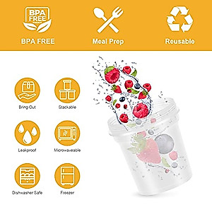 GLCON [16 Oz 5 Pack Twist Cap Food Soup Storage Containers with Lids Reusable Freezer Containers for Food with Screw On Lids, Freezer Container Leak Proof, Airtight BPA Free