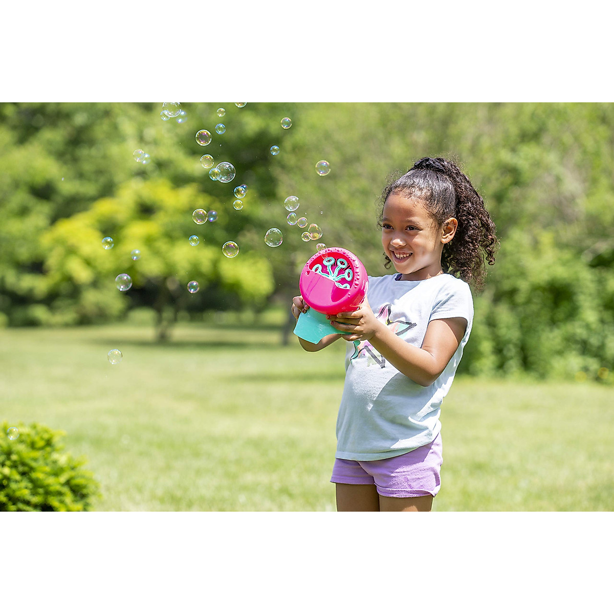 Little Kids Fubbles Bubble Blastin’ Bigger Bubbles Kids Automatic Party Machine and Includes 4oz of Bubble Solution Toy, Pink
