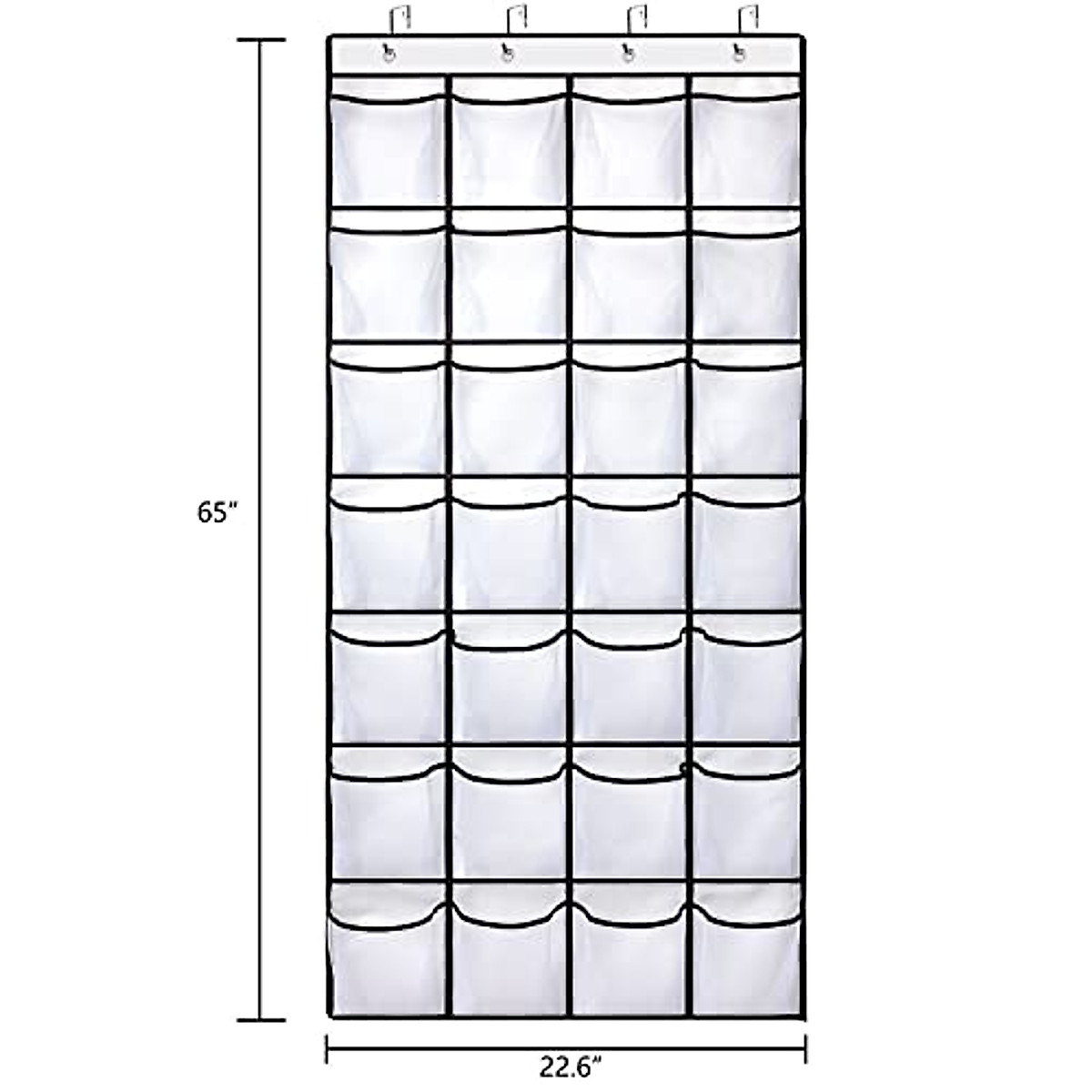 REGELETO 28 Pocket Over the Door Shoe Organzier, Hanging Shoe Rack for Door Large Capacity Shoe Organizer Holder with 4 Metal Hooks (White-2Pack)