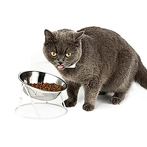 Yangbaga Raised Cat Food & Water Bowl, 4.96 in High Cat Food Bowl for Indoor Cats, Reduce Neck Burden & Easy to Clean