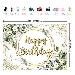Greenery Eucalyptus Leaves Backdrop for Photography 8X6FT Green Bloom Eucalyptus Leaves Photo Background Kids Adults Baby Shower Happy Birthday Party Decor Banner
