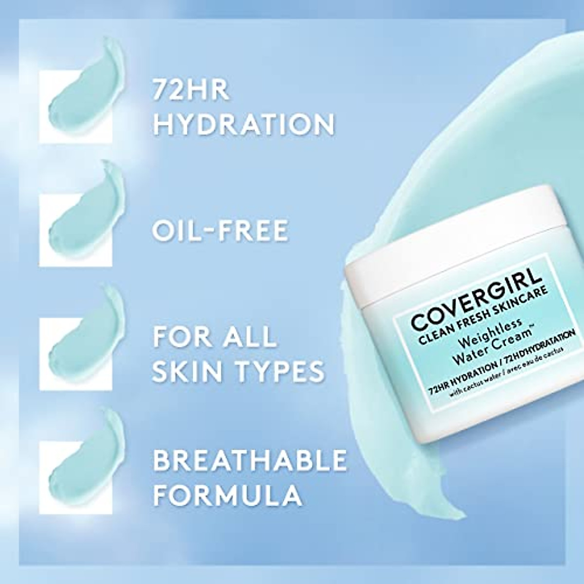 COVERGIRL Clean Fresh Skincare Weightless Water Cream, 2.0 Oz