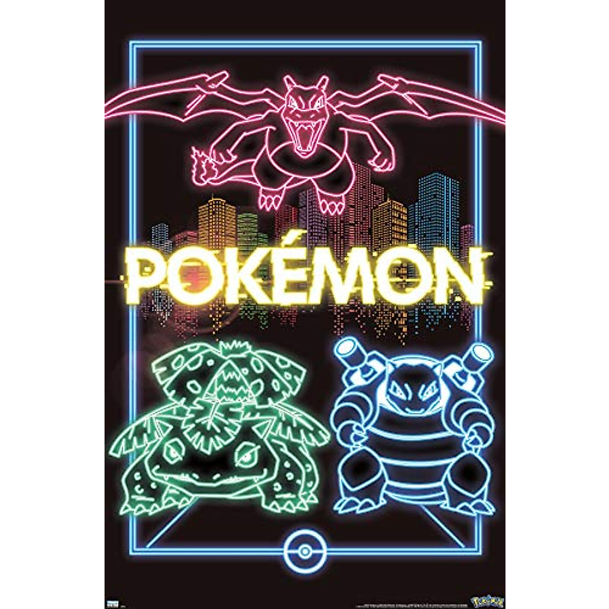 Trends International Pokémon - Neon Group Wall Poster, 22.375" x 34", Unframed Version