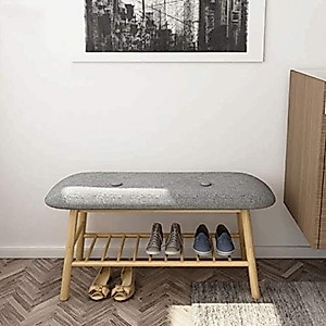 TAZSJG Solid Wood Simple Modern Door wear Shoes Bench Fabric Sofa Stool Home Stool Footstool Shoe Cabinet