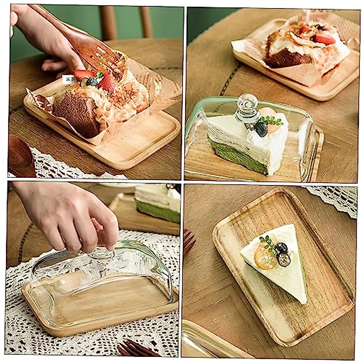YARNOW 1 Set Dessert Cake Pan Bakery Stand Holder Fruit Platter Server Rustic Cupcake Stand Cake Serving Platter Steak Display Stands Wood charcuterie Board Dish Bamboo Bell Shaped