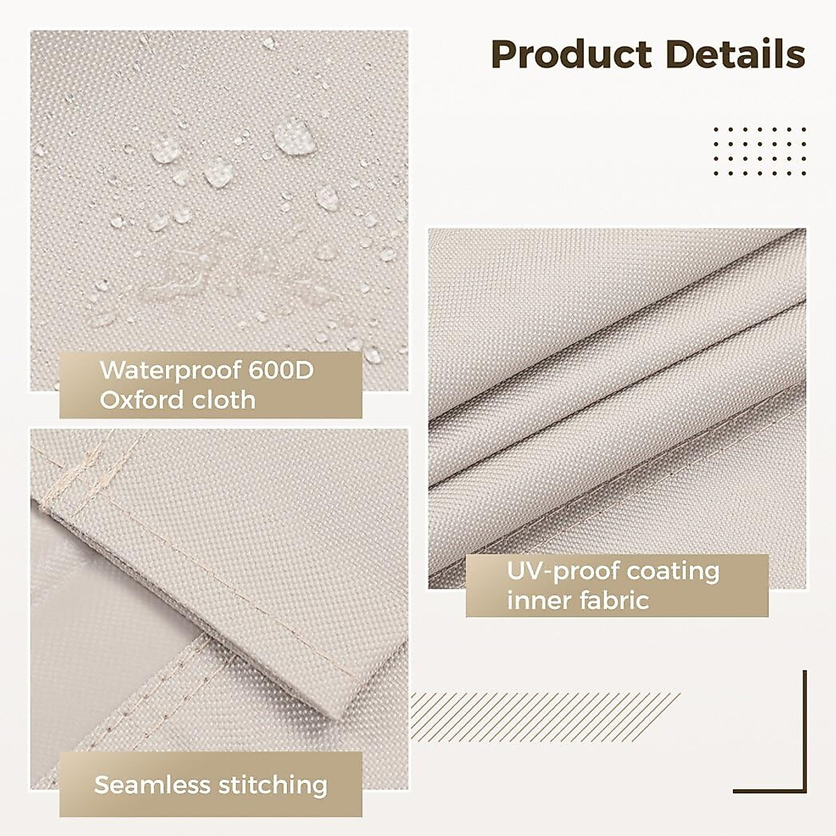 Homaisson Swing Cushion Covers, Waterproof Outdoor Swing Seat Protection Cover, 600D Oxford Cushion Replacement Swing Seat Cover for Patio Garden Yard(Beige,XL)