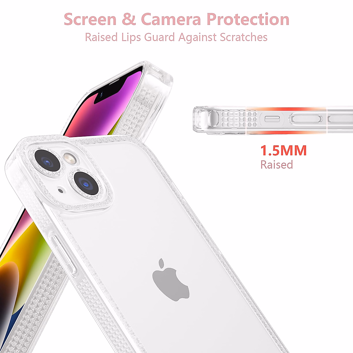 ZTOFERA Designed for iPhone 13 6.1 inch,Sparkly Cute Clear Case for Women Girls,Glitter Bling Flexible Soft TPU Silicone Bumper Protective Cover for iPhone 13,Clear