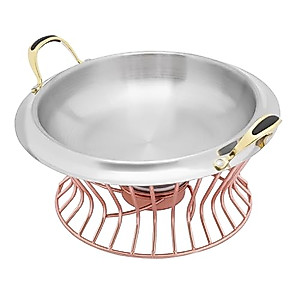 PaNeTnya 2L/2.11qt Round Chafing Dish Buffet Set,Stainless Steel Chafer Buffet Catering Chafers,Food Warming Tray for Parties,Graduation,Events (Red Copper)