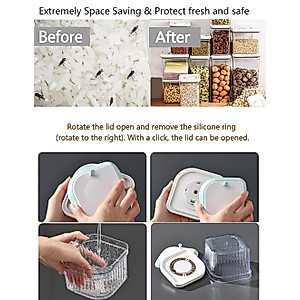 Besmall Food Storage Container with Pop Up Lids and Date Tracker Air Tight Containers with Scoop Clear Dispenser for Snacks, Candy, Salt, Herbs, Spices, Sugar, Coffee, 1.2L/ 40oz