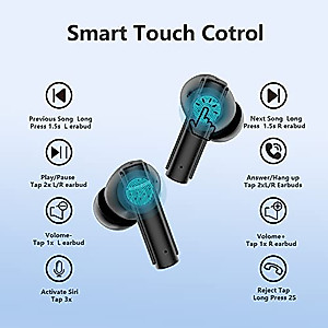 VVG Wireless Earbuds Bluetooth 5.3 Compatible with Iphone & Android,Deep Bass Clear Call Noise Cancelling with 4 Mic HiFi Stereo Sound Bluetooth Earbuds, 56H Playtime Sweat & water Resistant Earphones