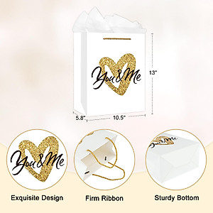 SICOHOME Valentines Day Gift Bag with Clear Window and Handles 11.5" Clear Anniversary Bags with Wrapping Tissue Valentines Gift Bags for Her Him Girlfriend Boyfriend Wife Women Wedding