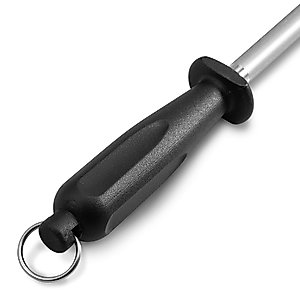 Professional Diamond Brushed Steel Black Knife Sharpening Steel, 12 Inch
