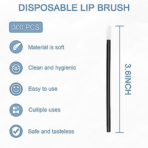 SONSENAI 300Pcs Disposable Lip Brushes Make Up Brush Lip Gloss Applicators Lipstick Wands Tool Kits Lip Gloss Applicators Tester Wands