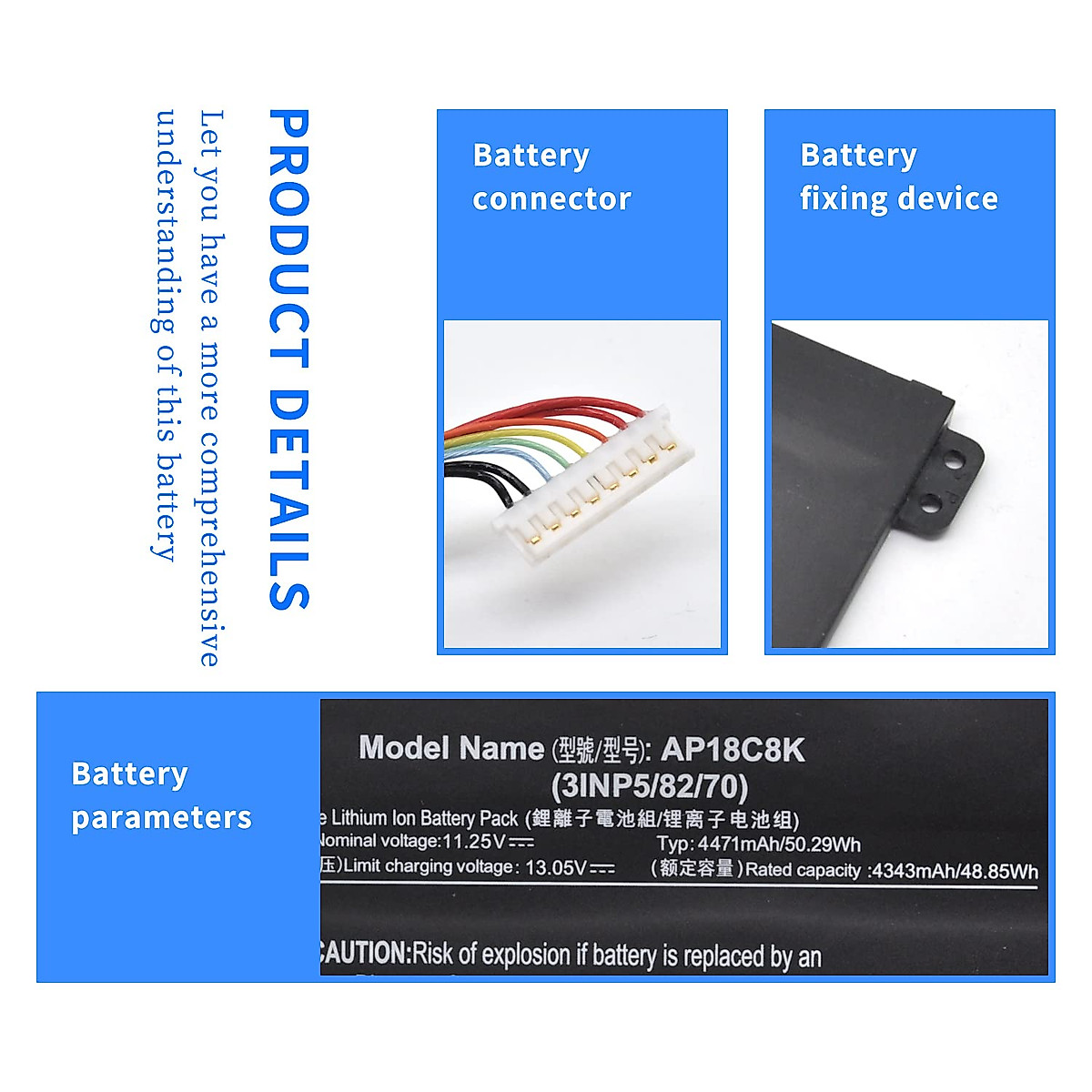 HXPKH AP18C8K Laptop Battery for Acer Aspire A317 3 SF314-54N 5 A514-52 A515 7 A715-42G Chromebook 314 C933 Swift 3 SF314-42 SF314-57 SF314-58 SF314-59 SP314-21N TravelMate P2 TMP215-52 Series