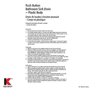 Keeney K820-72BN 1-1/4-in Plastic Push Button Sink Bathroom Drain with Overflow, Brushed Nickel