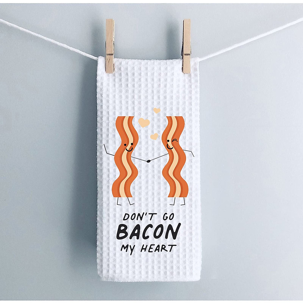 WCGXKO Funny Kitchen Towels Don't Go Bacon My Heart Cute Housewarming Gift Novelty Dish Towel for Bacon Lovers (Bacon My Heart)