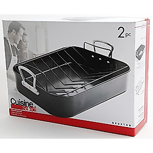 Gibson Home Broxton 2 Piece Non-Stick Turkey Roaster, Black