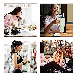 WANSHAN 40 oz Tumbler with Handle and Straw Lid - Steel water bottle Travel Mug Iced Coffee Cup, Insulated Reusable Stainless