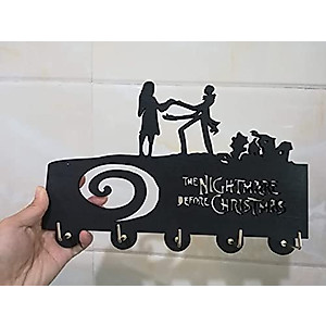 The Nightmare Before Christmas Key Hooks-Wall Hooks Heavy Duty 20LB(Max),Wall Décor,Wood Coat Hooks, Key Holder,Key Hanger for Wall、Entryway and Kitchen