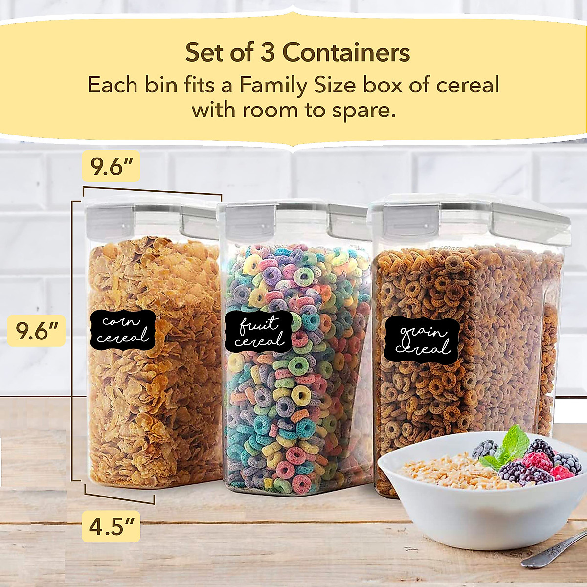 Simply Gourmet Food Storage Containers for Kitchen Organization - Pack of 7 BPA-Free Airtight Organizers for Flour, Sugar, Coffee & More - Includes Labels & Marker