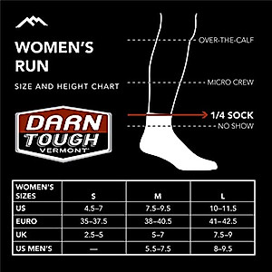 Darn Tough Women's 1/4 Ultra-Lightweight Run Sock (Style 1044) - Black, Small