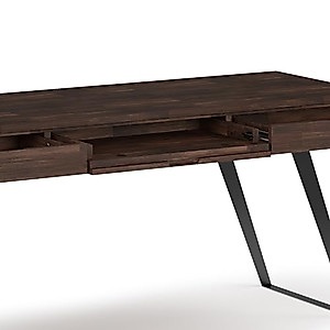 SIMPLIHOME Lowry SOLID WOOD and Metal Modern Industrial 72 inch Wide Home Office Desk, Writing Table, Study Table Furniture in Distressed Charcoal Brown