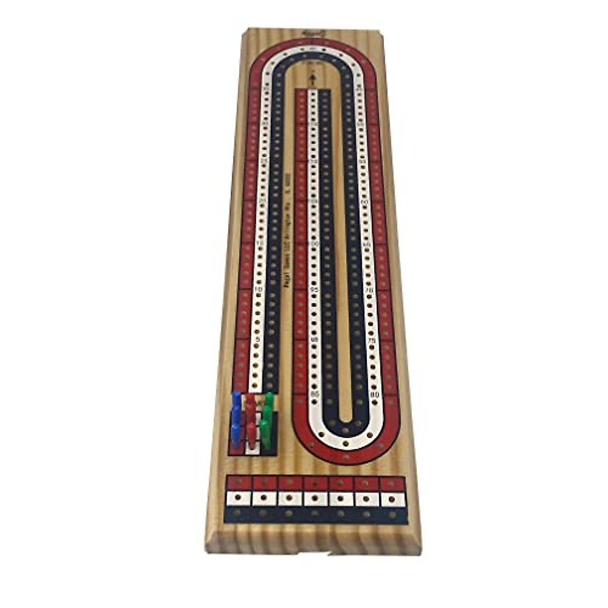 Regal Games - Cribbage Board - Fun, Family-Friendly Board Game - Includes Natural Wood Game Board (11" x 4.5" x 2.75"), 6 Multi-Colored Pegs - Ideal for 2-4 Players - Ages 8+