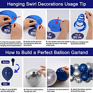 Farewell Party Decorations for Men Women,We Will Miss You Decorations Banner Navy Blue Silver Going Away Party Decorations Balloons Tablecloth for Coworker Retirement Job Change Goodbye Party Supplies