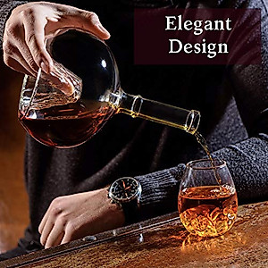 Whiskey Decanter Set with 2 Glasses and Wooden Base - Unusual Mountain Whiskey Decanter Sets for Men and Women - Liquor Decanter Set for Wine, Liquor, Scotch, Vodka, Bourbon - Whiskey Gifts for Men