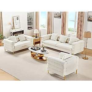 AMERLIFE Loveseat Sofa, 2 Seater Couch- Deep Seat Sofa Couch, Comfy Sofa for Living Room- White Sofa