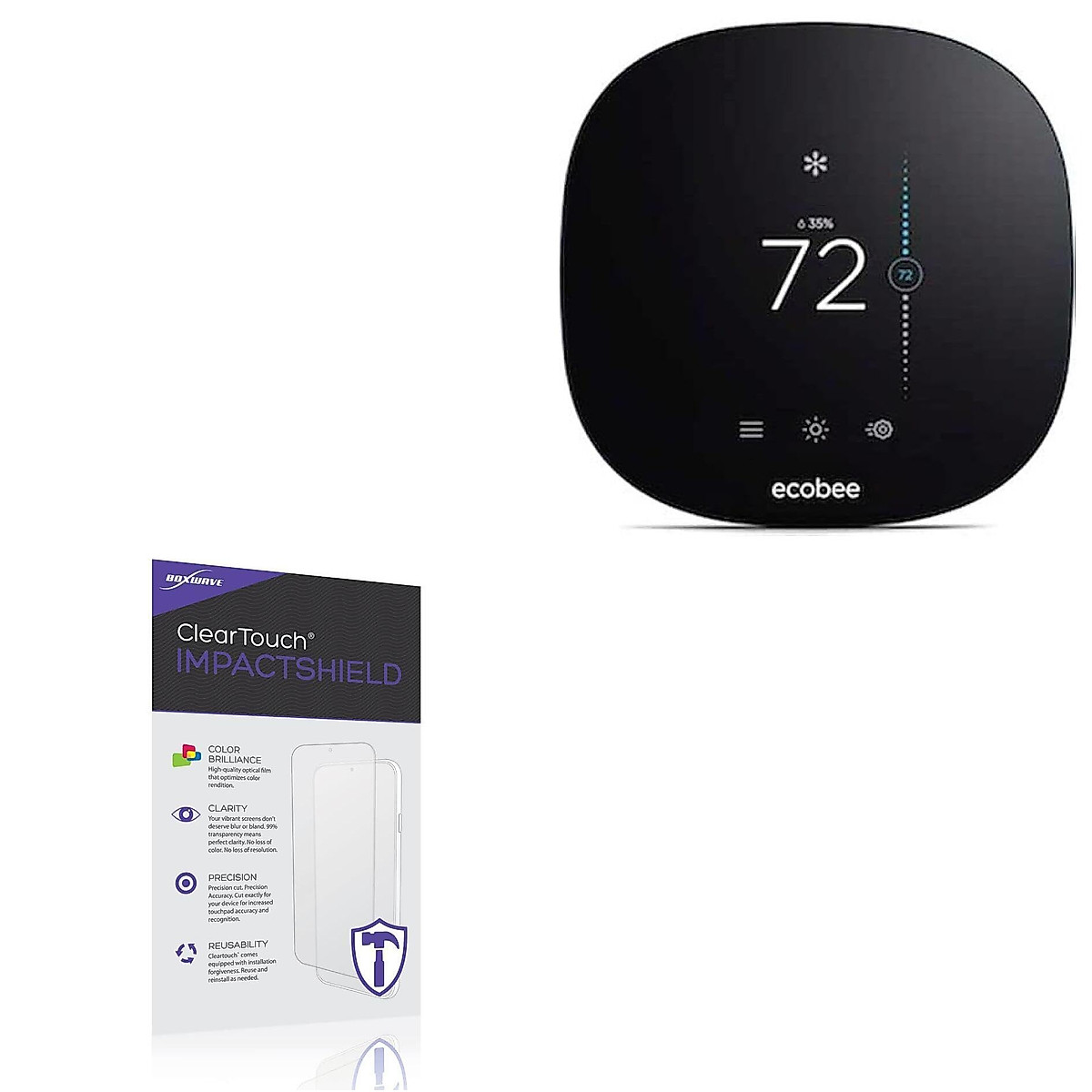 BoxWave Screen Protector Compatible with Ecobee EB-STATE3LTP-02 - ClearTouch ImpactShield (2-Pack), Impenetrable Screen Protector Flexible Film