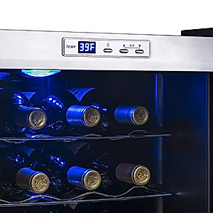 NewAir Compressor Wine Cooler Refrigerator in Stainless Steel | 27 Bottle Capacity | Freestanding or Built-In | UV Protected Glass Door with Lock and Handle AWC-270E