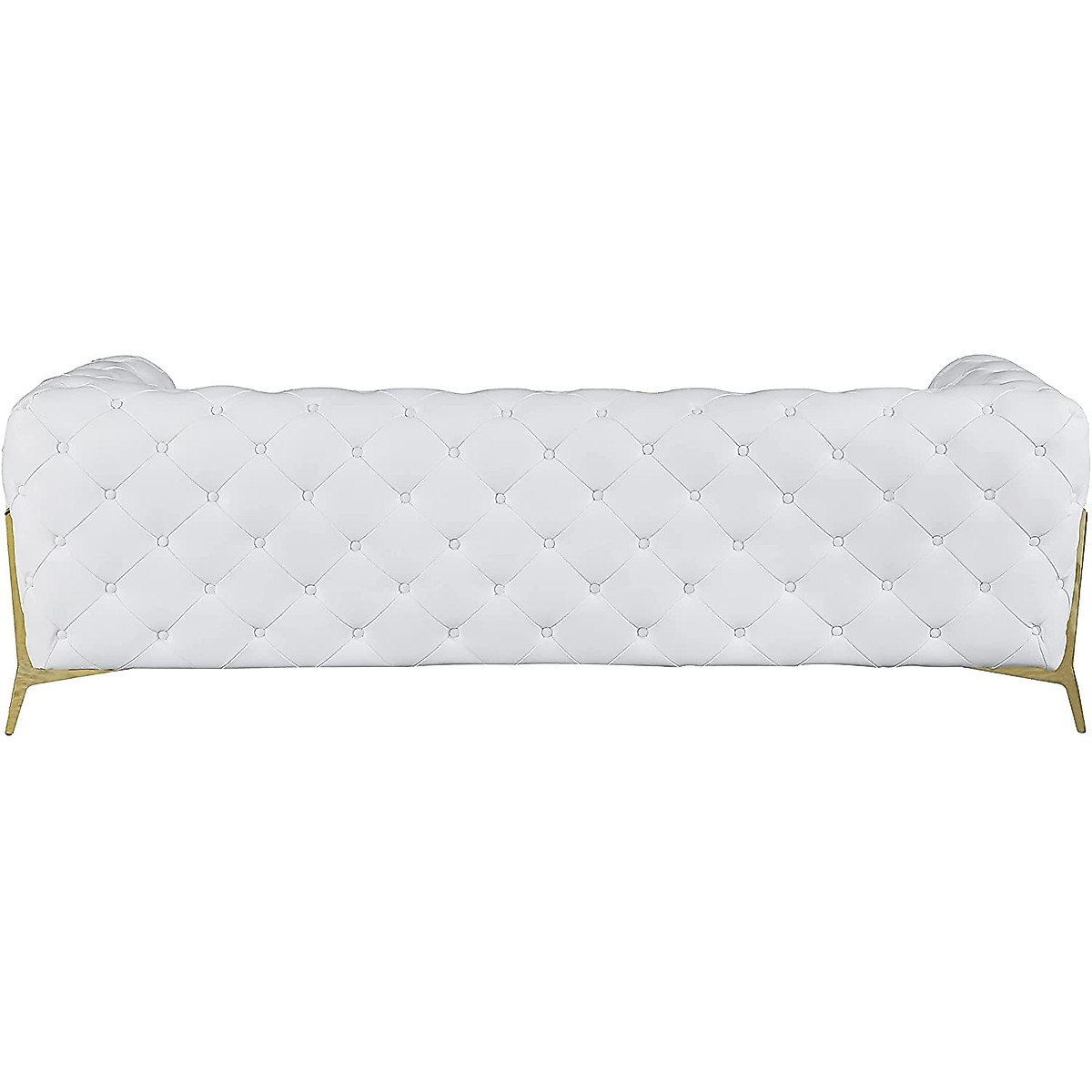 Blackjack Furniture Modena Modern Italian Leather Living Room Tufted Sofa, White