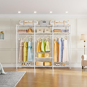 VIPEK V30 Heavy Duty Clothes Rack with 7 Adjustable Shelves & 2 Hang Rods, Portable Closet Rack, Metal Clothing Rack, Freestanding Wardrobe Closet for Hanging Clothes, Max Load 870lbs