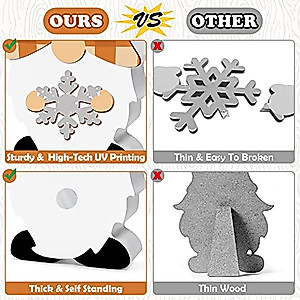 Huray Rayho Interchangeable Wooden Gnome Decor Holiday Seasonal Tiered Tray Decorative with 25 PCS Magnet Swappable Pieces Detachable Hat Office Home Sign Fall Thanksgiving Christmas Housewarming Gift