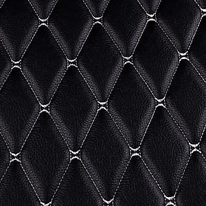 2Pcs Quilted Foam Fabric Faux Leather Thick Sponge Backing Faux Leather Diamond Fluted Car Seating Vehicle Upholstery for Car Headliner, Furniture Upholstery, Headboards, 155x100CM