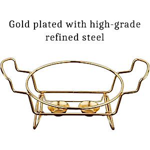 HONHPD Ceramics Chafing Dishes & Food Warmers, Household Gold Plated Buffet Server Warming Tray with Food Pan, Fuel Holder and Lid, for Wedding, Parties, Banquet, Catering Events,12.5INCH