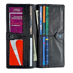 Big Skinny Women's Executive Bi-Fold Checkbook Slim Wallet, Holds Up to 40 Cards, Lightweight, Black