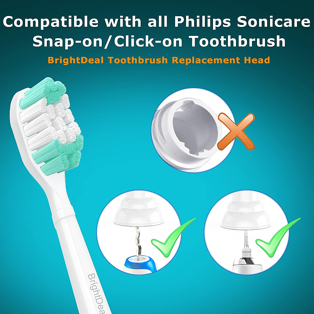 BrightDeal Replacement Toothbrush Heads for Philips Sonicare ProtectiveClean 4100 5100 6100 DailyClean Plaque Control Gum Health G2 C2 Toothbrush Head HX6817/01 HX6857/11 Electric Toothbrushes, 8 Pack