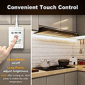 TJOY Under Cabinet Lighting Kit, 6PCS Dimmable Under Cabinet Lights, Touch and Remote Control, Led Strip Lights for Kitchen Cabinet, Counter, Shelf, Bookcase, 2700k-6500k Warm White to Daylight,9.8FT