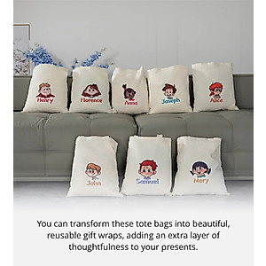 Phicorn Blank Canvas Tote Bags Bulk - 7oz 100% Cotton, 15"x16", Reusable Grocery Bags - Plain Tote Bag for Craft and Painting (2-Pack)