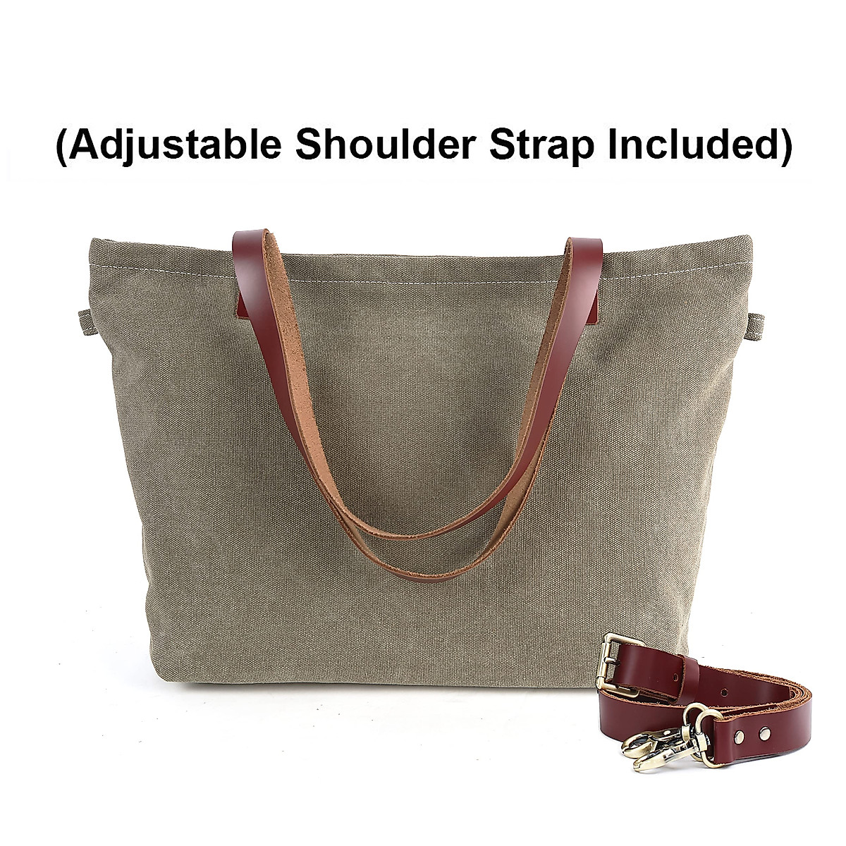 Canvas Leather Tote Bag for Women Leather Canvas Crossbody with Zipper Fashion Shopping Work Handbags for Women,Women's Canvas Shoulder Purse Bag With etachable and Adjustable Shoulder Strap