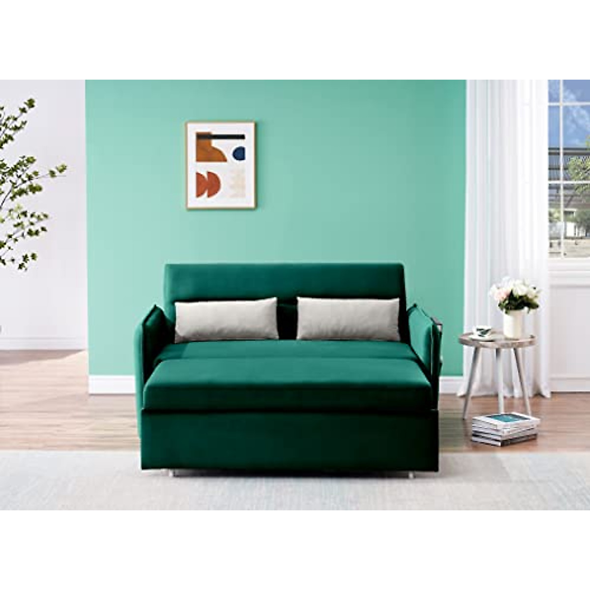 ERYE 3-in-1 Upholstered Futon Sofa Loveseat Convertible Sleeper Couch Bed,2-Seaters Sofa & Couch Soft Cushions Love Seat Daybed for Small Space Living Room Sets