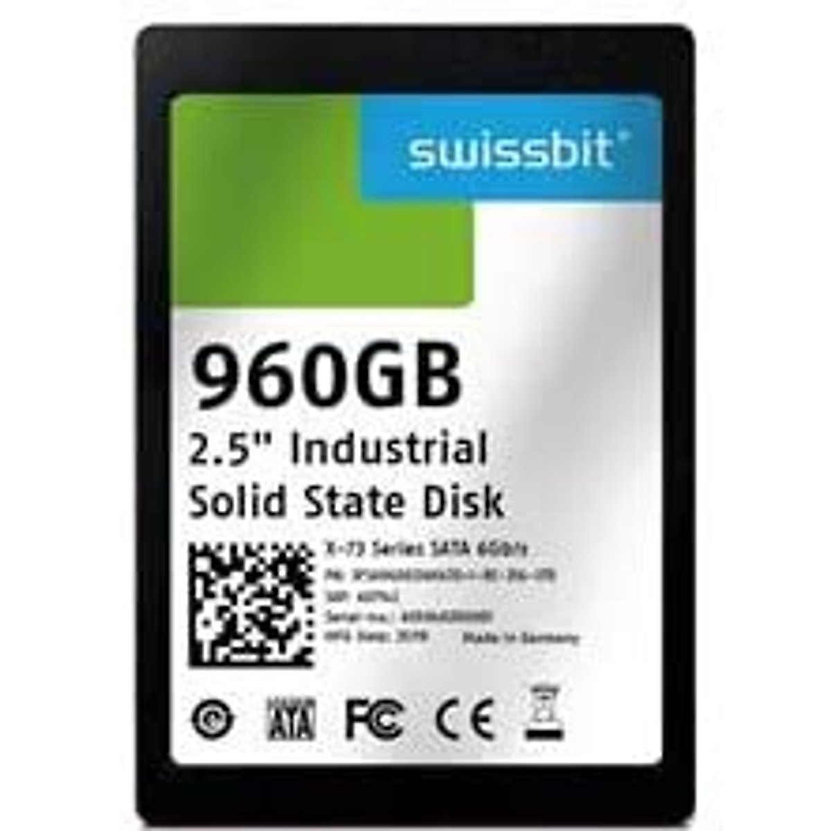 Swissbit SFSA960GS2AK4TO-I-8C-236-STD, Solid State Drive, 960GB, 5V, 2.5" SATA SSD, X-73 3D TLC -40/+85C