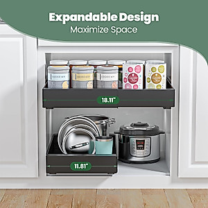 CHIOCWARE Pull Out Drawers for Cabinets,Pull Out Cabinet Organizer，Slide Out Drawers for Kitchen Cabinets, (11.81"~18.11") W,16.93" D,for Kitchen, Bathroom, Pantry