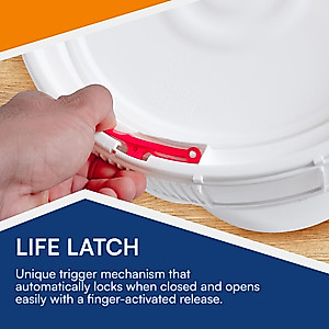 5 Gallon White BPA Free Durable Food Grade Bucket With Screw Lid | All Purpose Specialty Storage Plastic Pail Safety | Air-tight Design with Child Resistant Button - 2 PACK